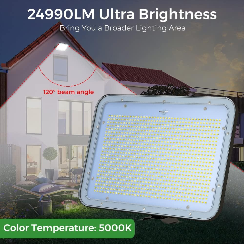 24990LM LED Outdoor Flood Lights 200W Waterproof IP65,5000K Daylight 1 ...